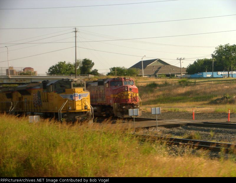 UP 8357 and BNSF 839